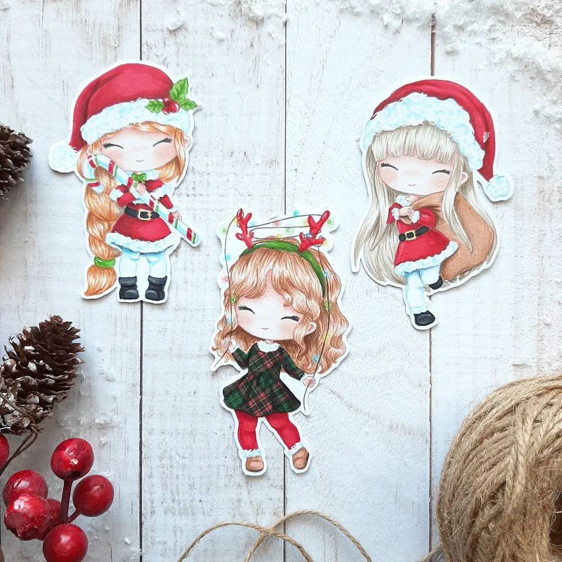 PNG Pack Chibi Christmas. Digital Stamp, Digi Stamp, Digistamp, Digital ...