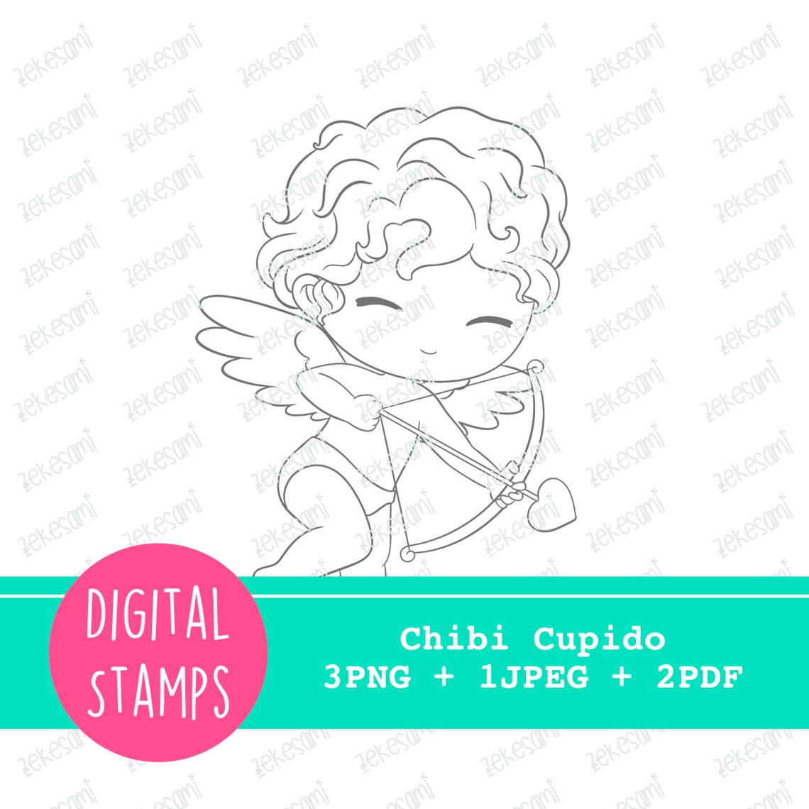 PNG Chibi Cupid. Digital Stamp Pack, Digi Stamp, Digistamp, Digital ...