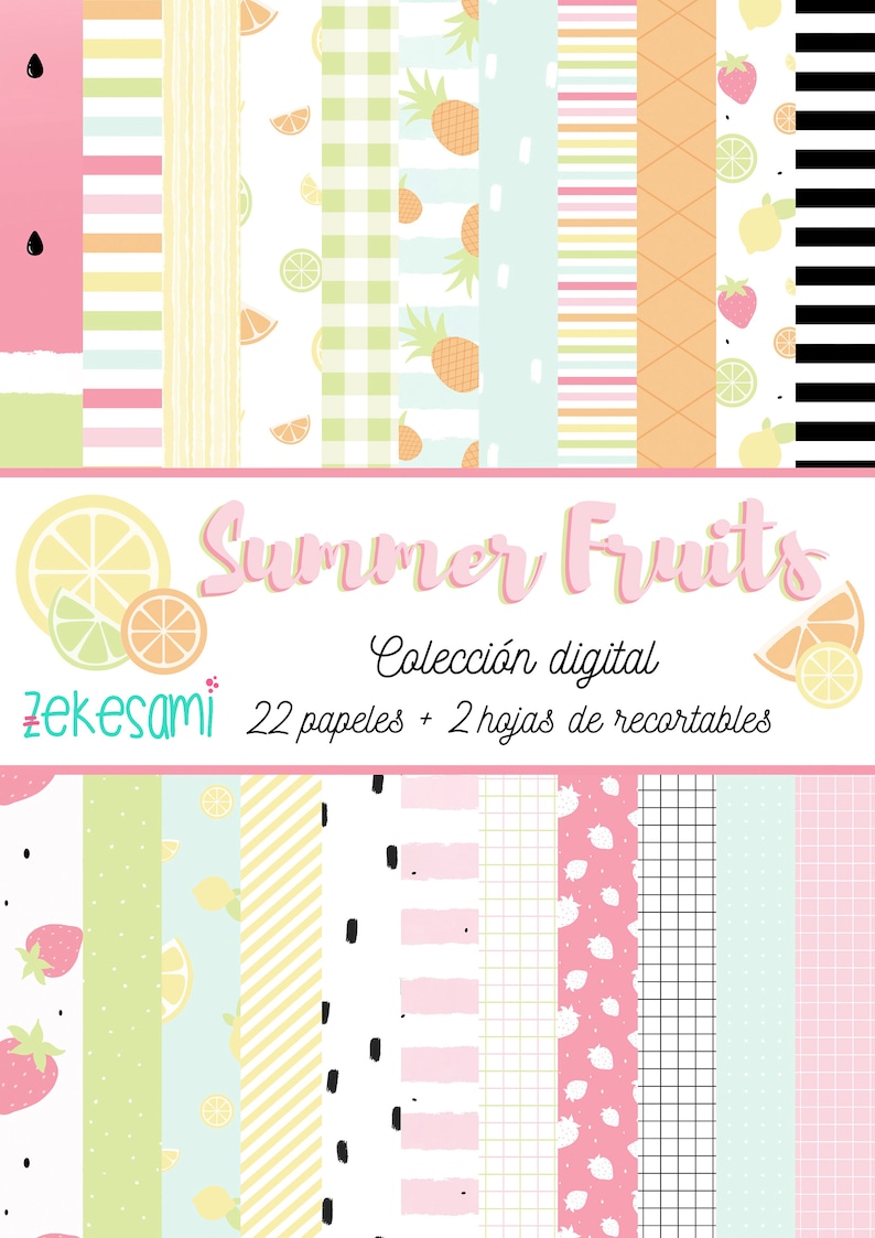 Summer Fruits - Digital Paper Collection. 22 Printable Papers + 2 Cut ...