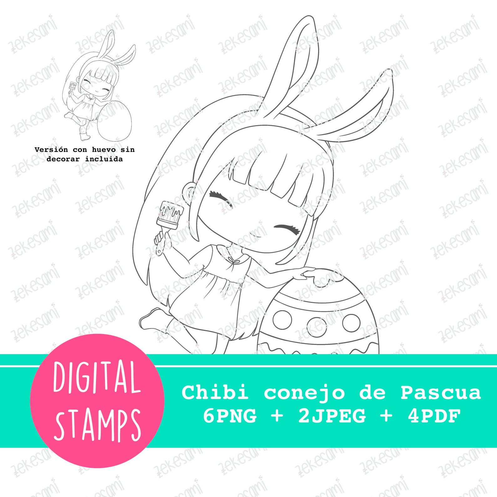 PNG Chibi Easter. Digital Stamp Pack, Digi Stamp, Digistamp, Digital ...