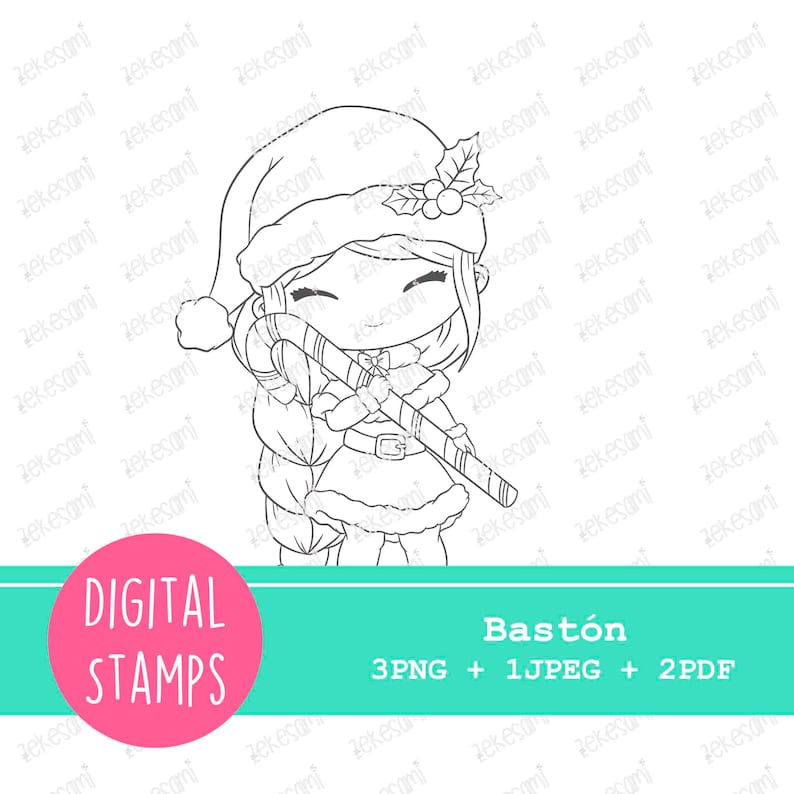 PNG Pack Chibi Christmas. Digital Stamp, Digi Stamp, Digistamp, Digital ...
