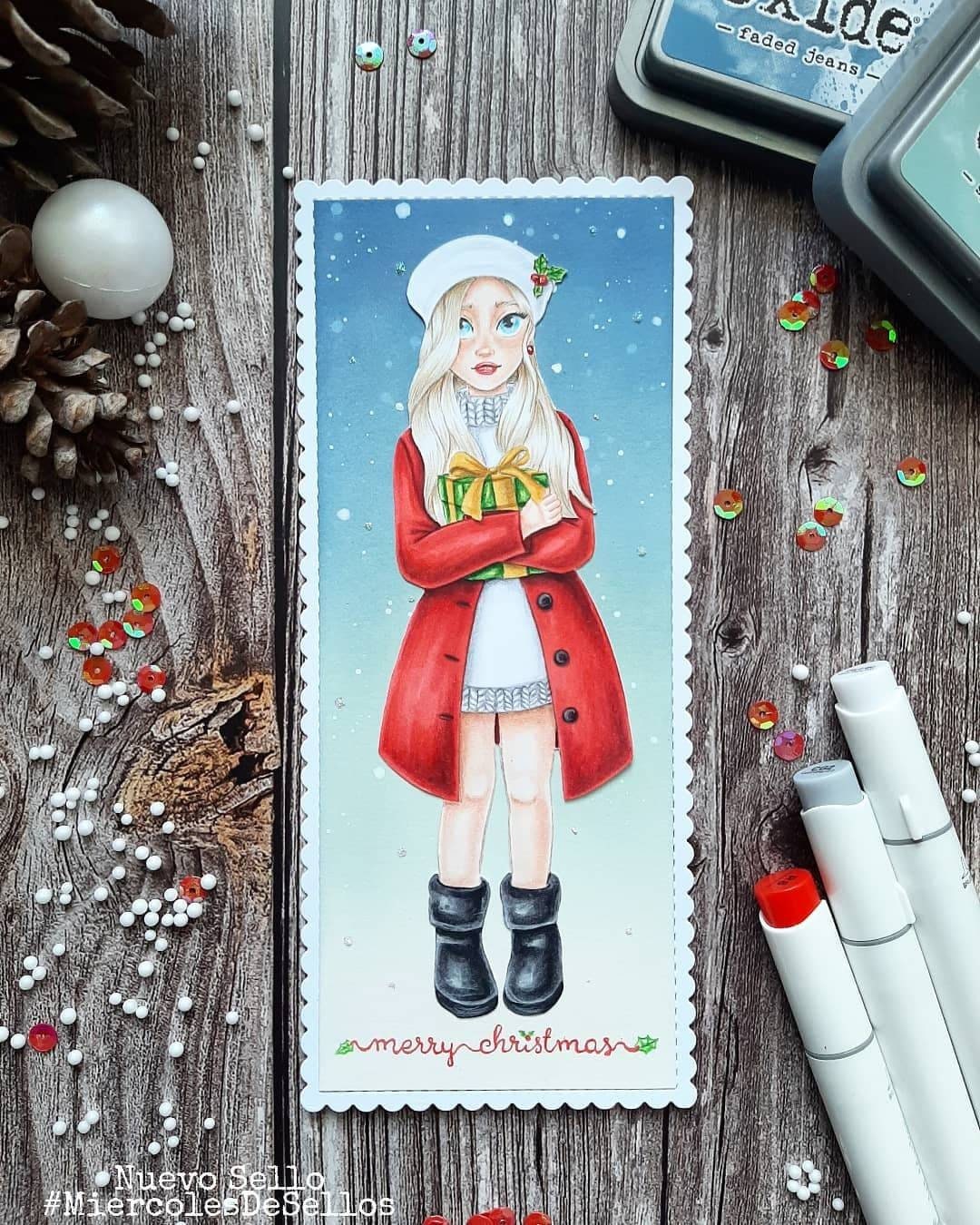Ana With Christmas Gift. Digital Stamps, Digi Stamp, Digistamp, Digital ...