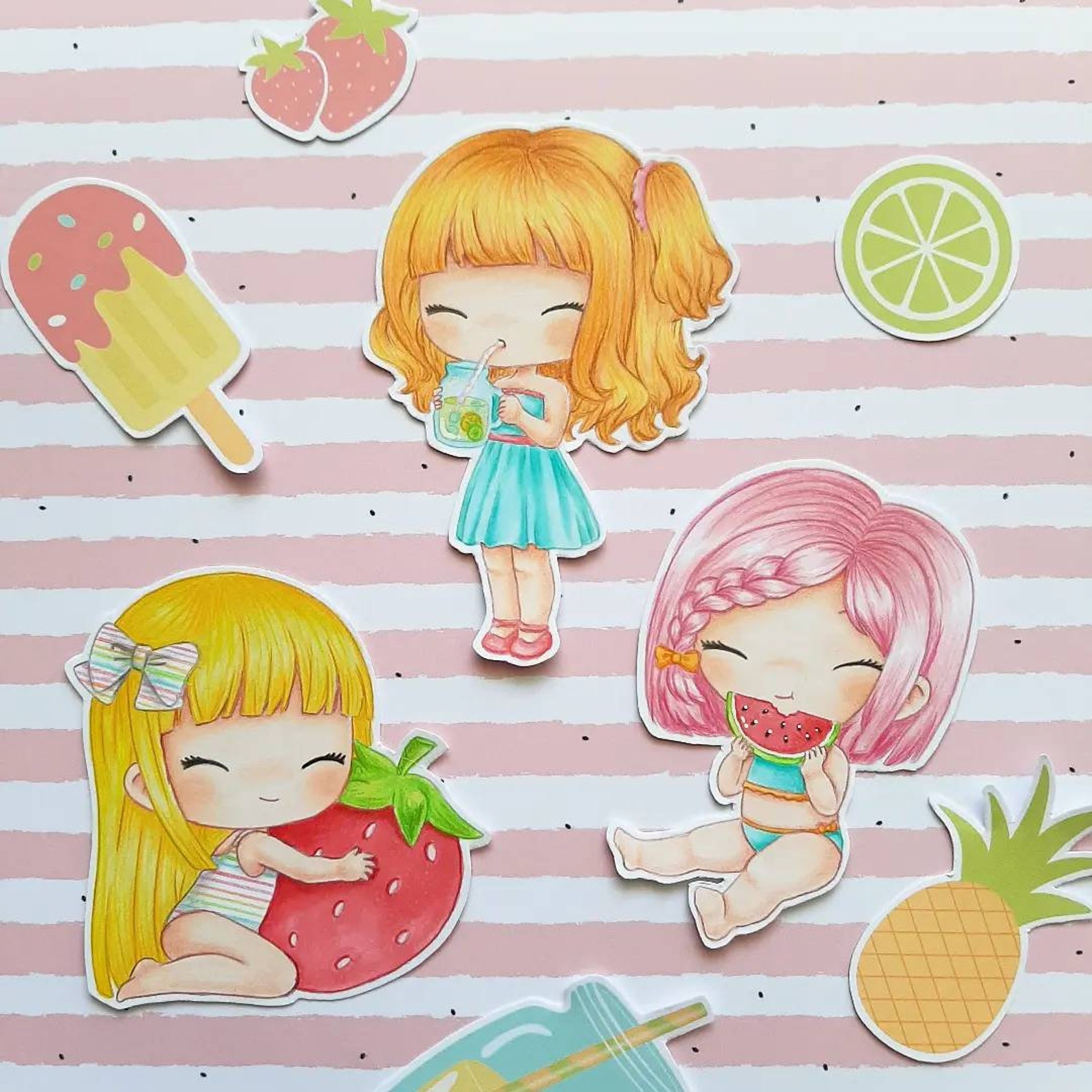 PNG Chibi Watermelon. Pack Digital Stamp, Digi Stamp, Digistamp ...