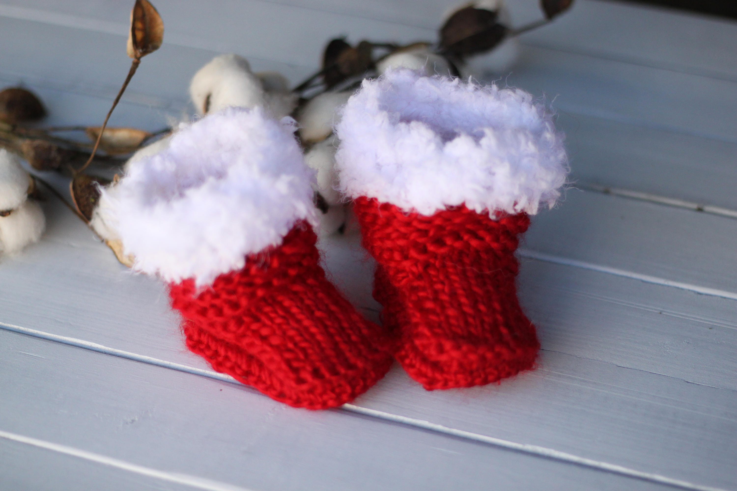 Knitting PATTERN Knitted Christmas Boots in Newborn and 0-3 Month Size ...