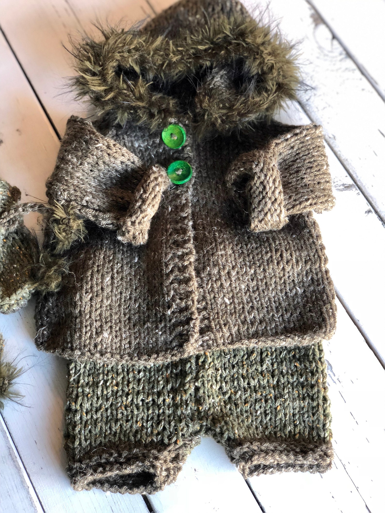 Eskimo Baby Outfit Knitting Pattern: Hooded Sweater, Pants & Boots (PDF ...