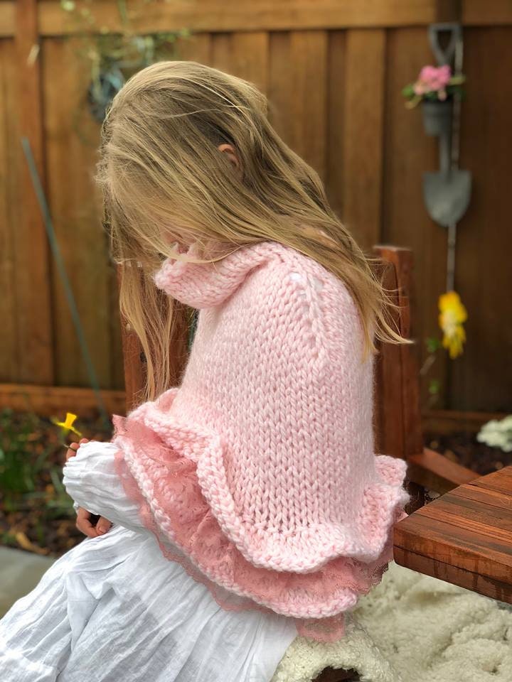 Knitting PATTERN Felicity Knitted Cape With Ruffles and Lace, Girls ...