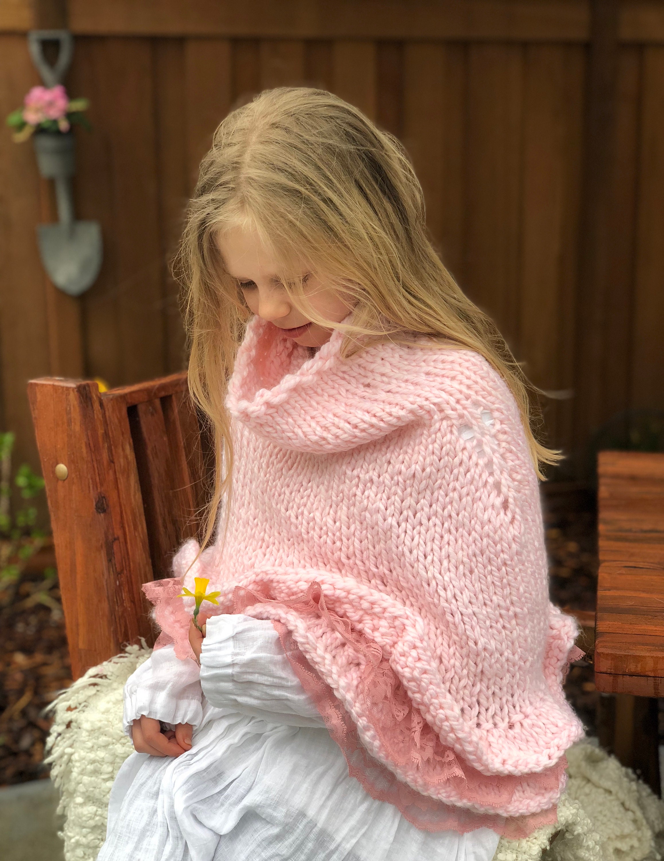 Knitting PATTERN Felicity Knitted Cape With Ruffles and Lace, Girls ...