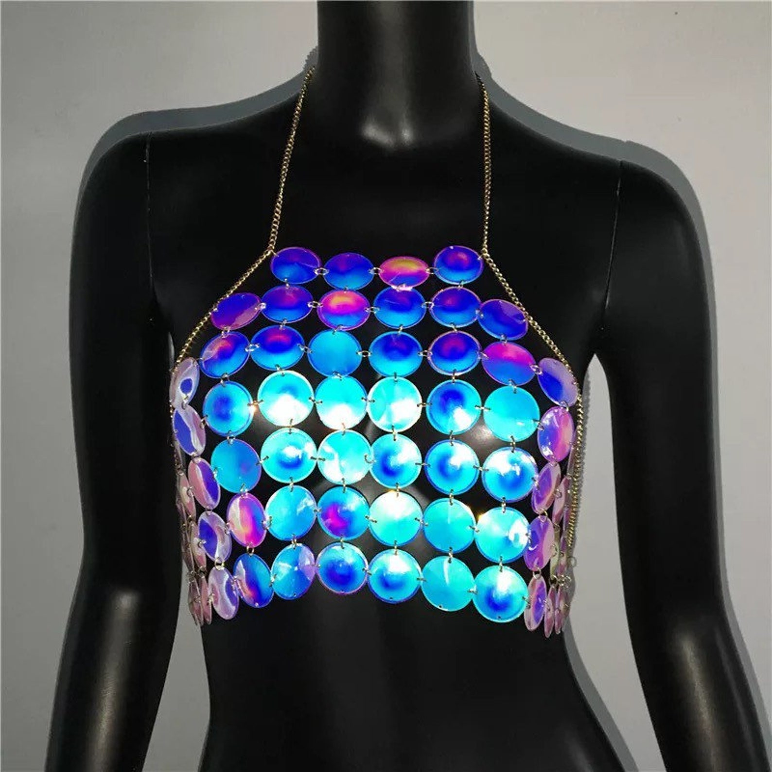 Rhinestone Festival Crop Top Rave Top Body Chain Halter Top - Etsy