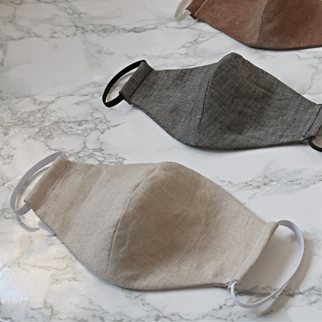 100% Linen Reusable Face Masks With Elastic // 2 Layers of Linen ...