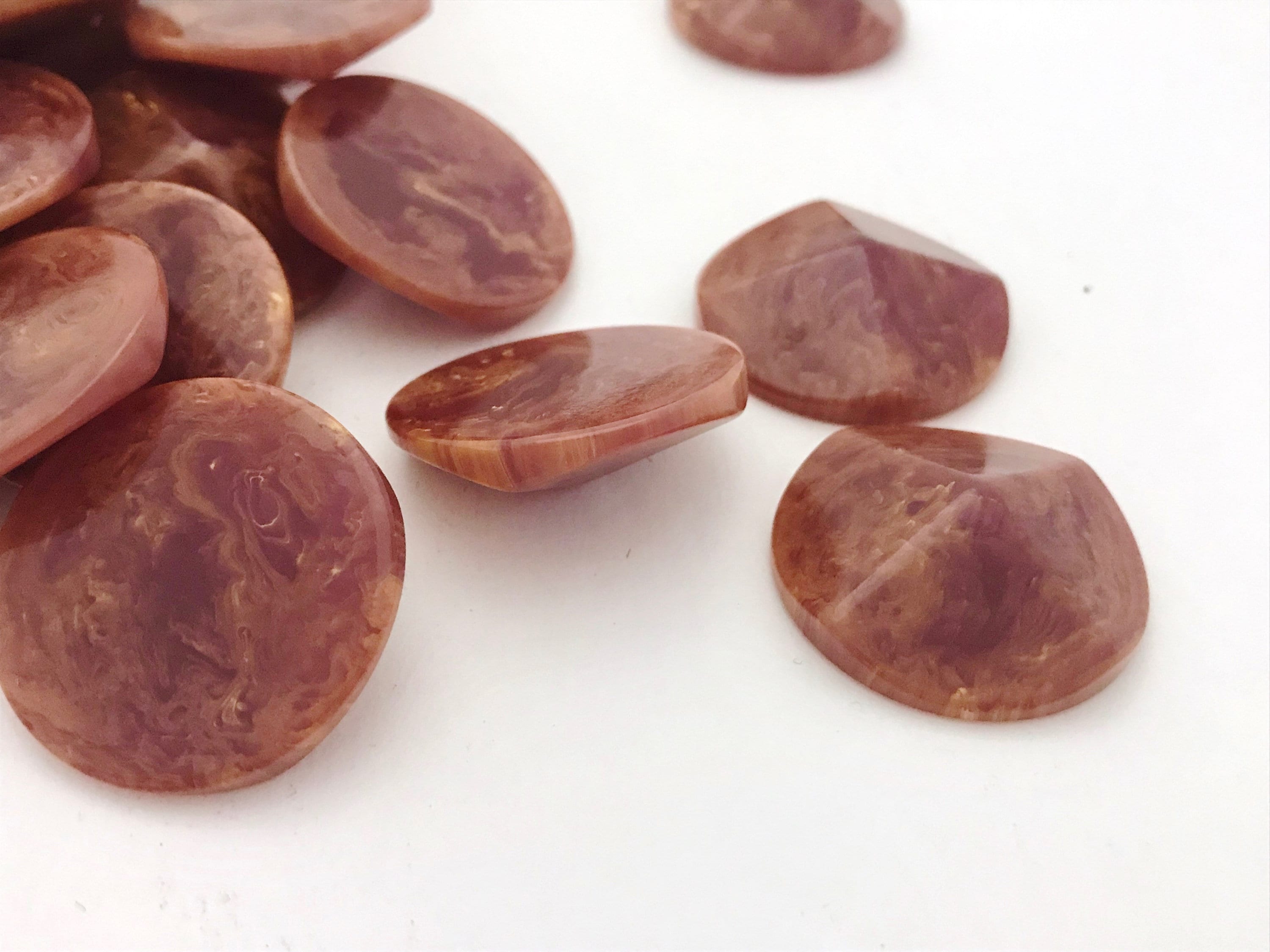 Brown & Gold Marble Acrylic Round Jewels With a Pyramid Top - Etsy