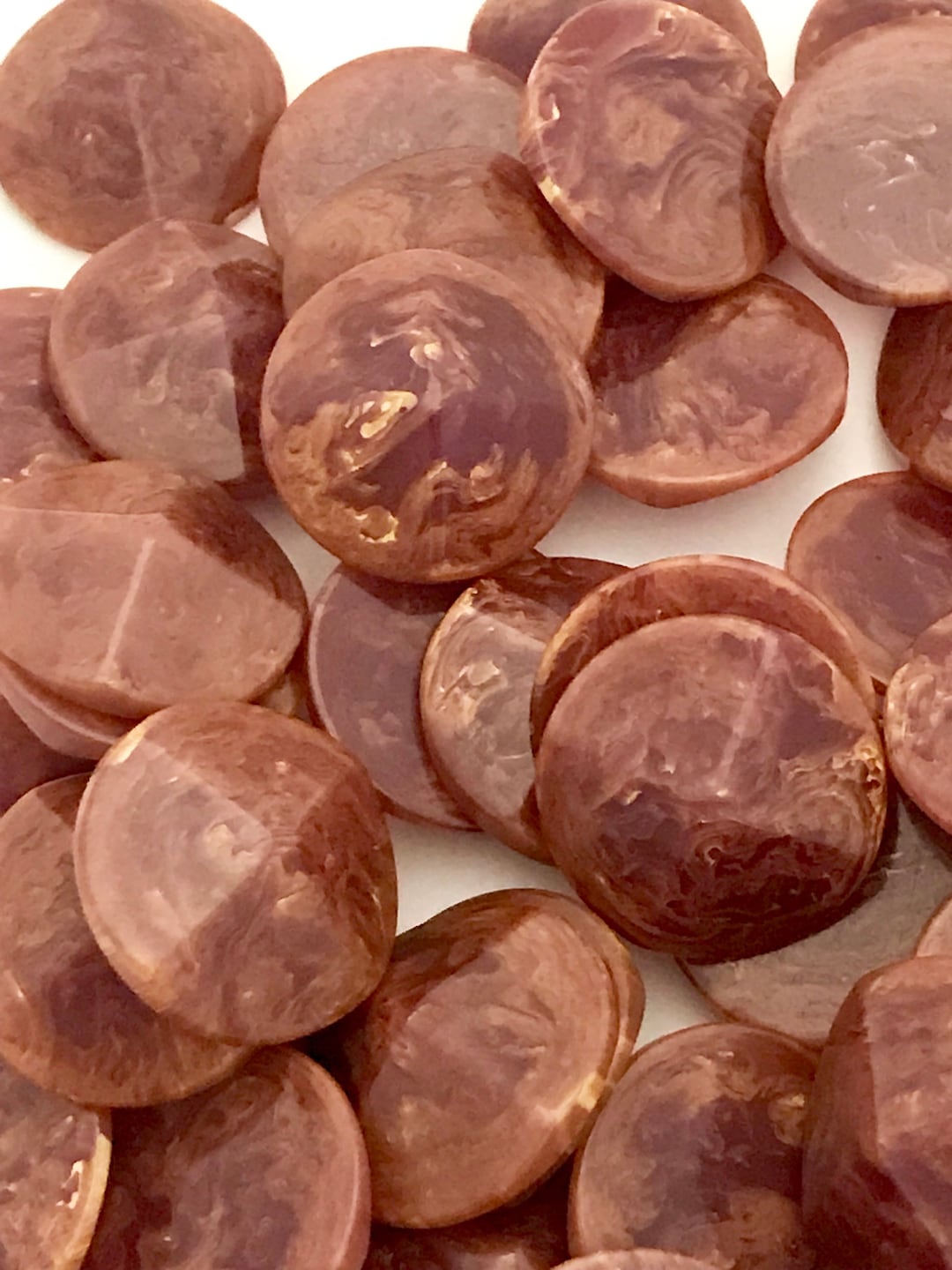 Brown & Gold Marble Acrylic Round Jewels With a Pyramid Top and Flat ...