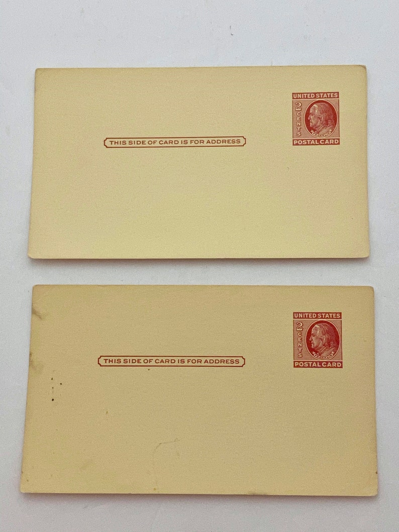 Vintage Blank Post Cards With Preprinted Paid Postage 2 Cents and 5 ...