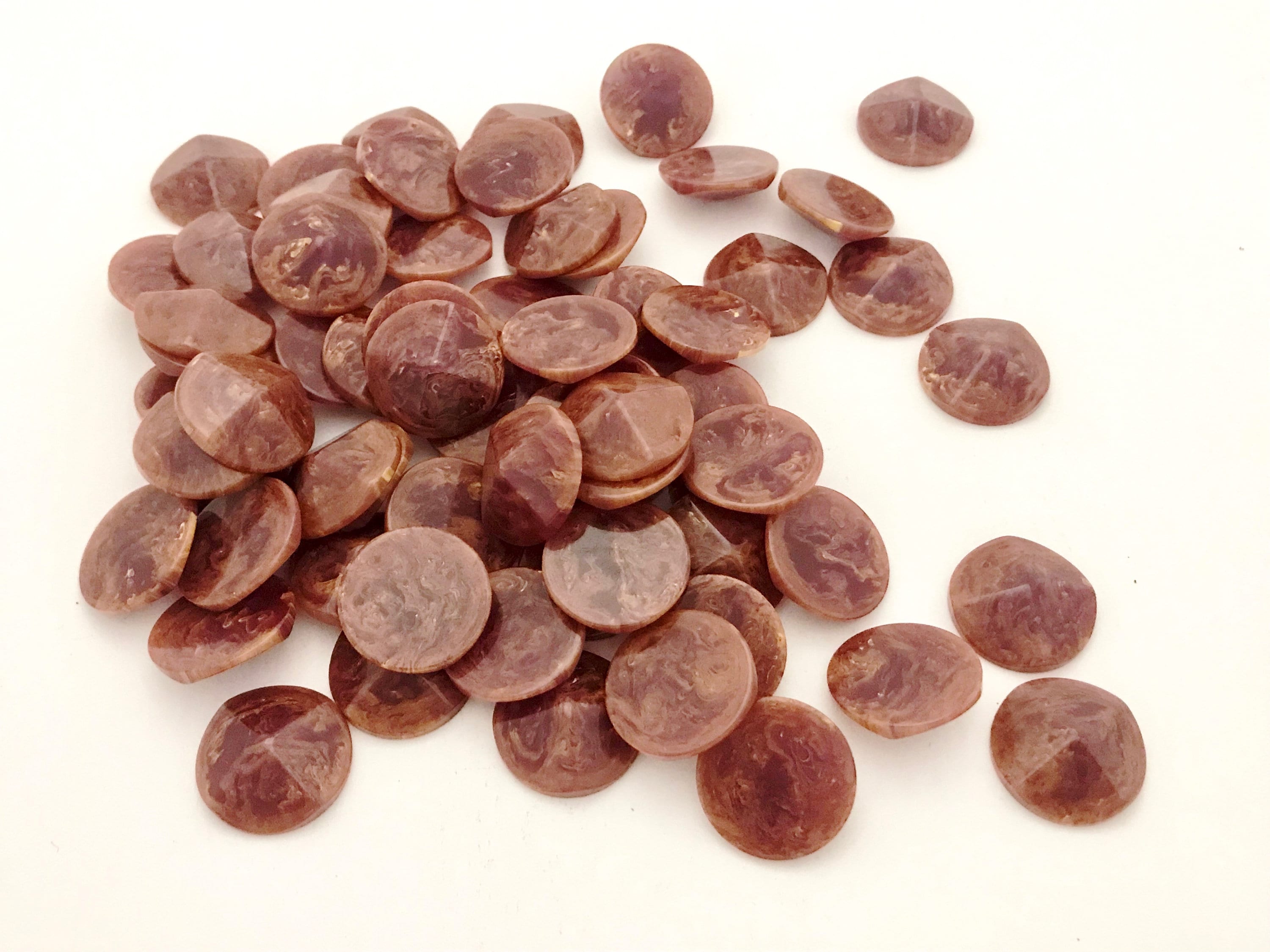 Brown & Gold Marble Acrylic Round Jewels With a Pyramid Top - Etsy