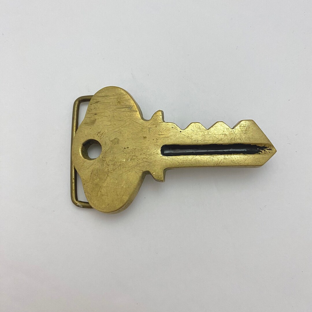 VINTAGE Solid Brass 'giant Key' Belt Buckle, Made in Taiwan - Etsy