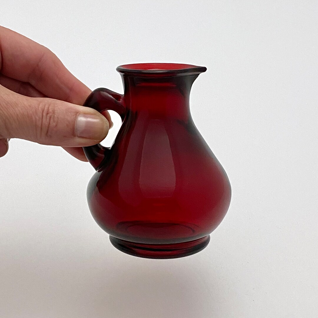 Vintage Avon Ruby Red Glass Tiny Creamer Pitcher, Cruet or Vase Without ...