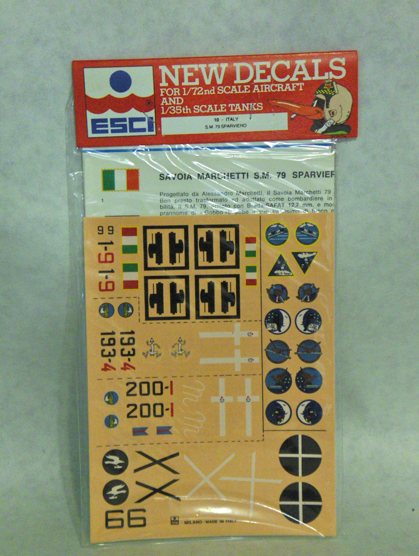 ESCI® New Decals '#10 Italy S.M. 79 Sparviero', 1/72 Scale Aircraft and ...