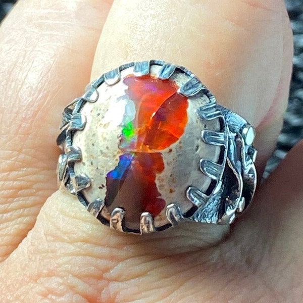 Mexican Fire Opal Ring - Etsy