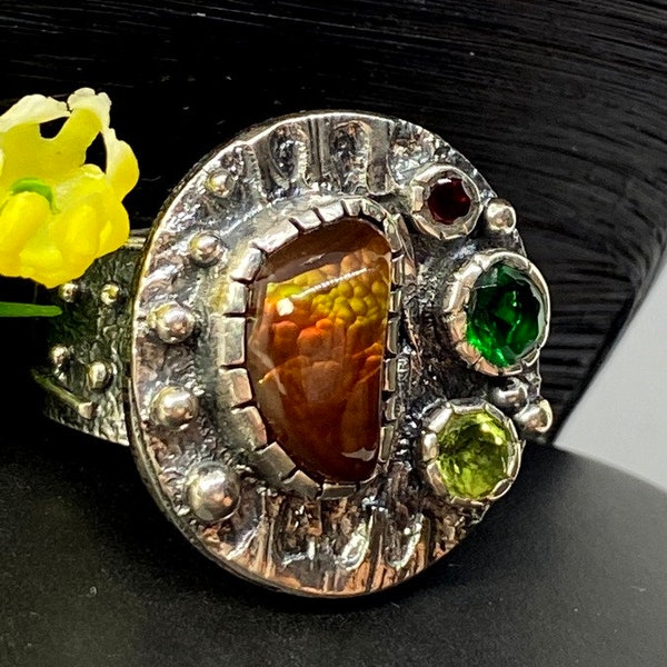 Mexican Agate Fire Ring - Etsy