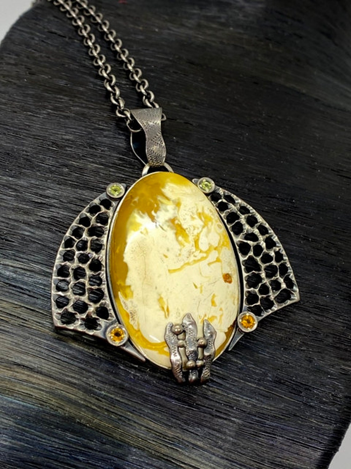 VINTAGE AMBER GEMSTONE Pendant Amber Pendant Amber Necklace | Etsy