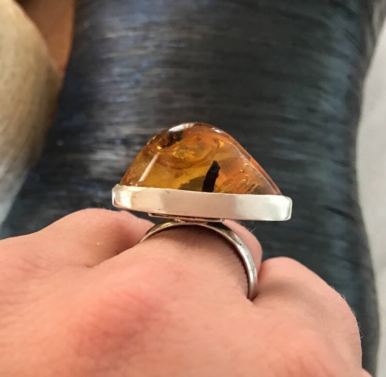 Amber Ring Size 8 1/2 Unique Baltic Amber Ring - Etsy