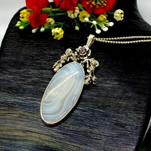 Agate Pendant, Rose Flower Pendant, Artisan Pendant, Handcrafted ...