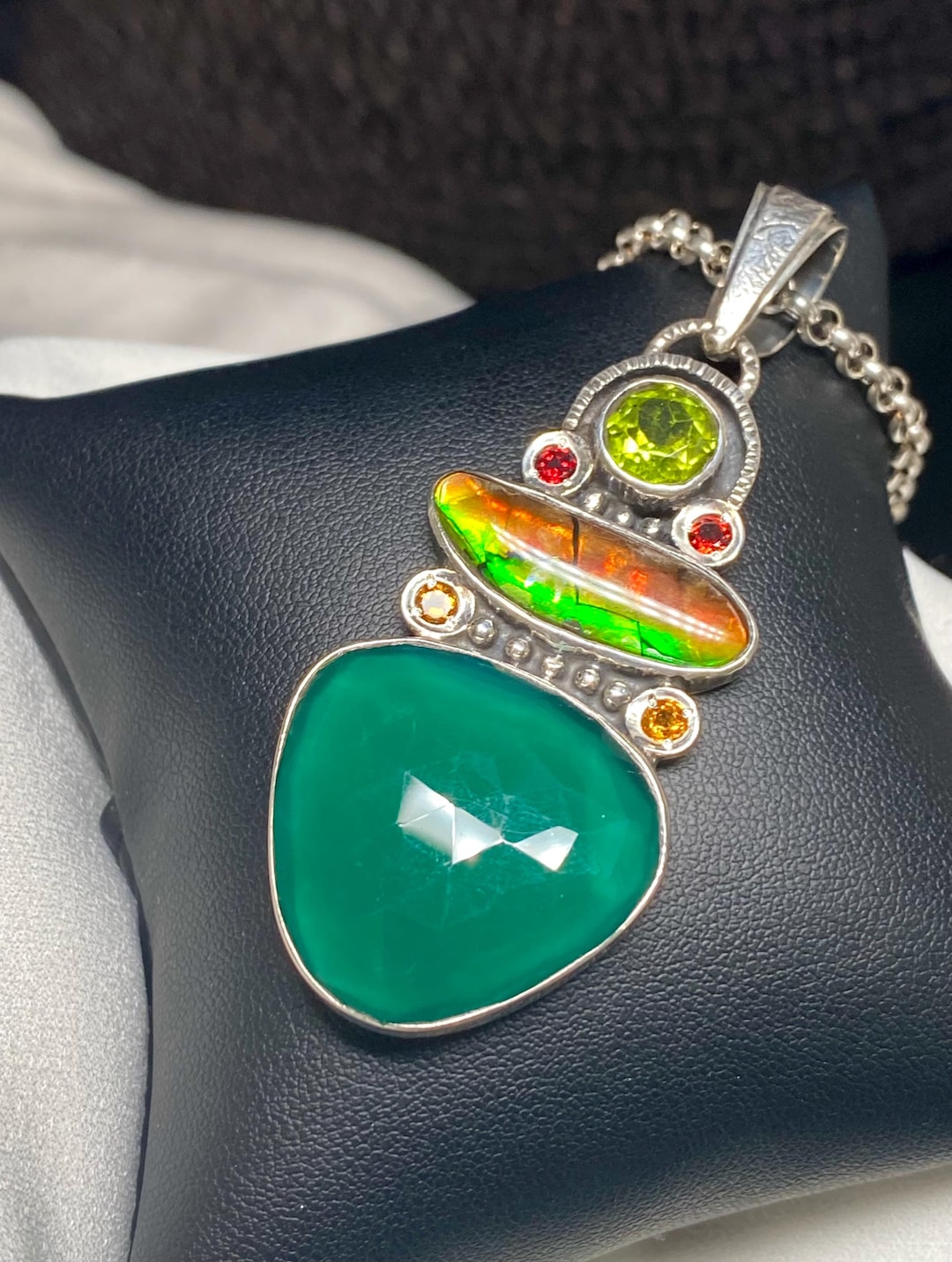 Canadian Ammolite With Green Quartz and Peridot Gemstone Pendant ...