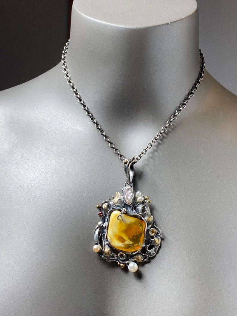 Unique Handcrafted One-of-a Kind Design Amber Pendant - Etsy