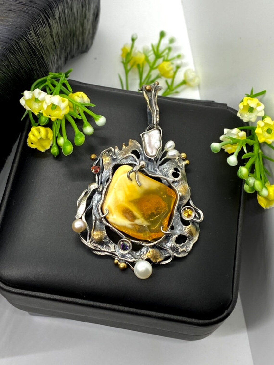 Unique Handcrafted One-of-a Kind Design Amber Pendant - Etsy