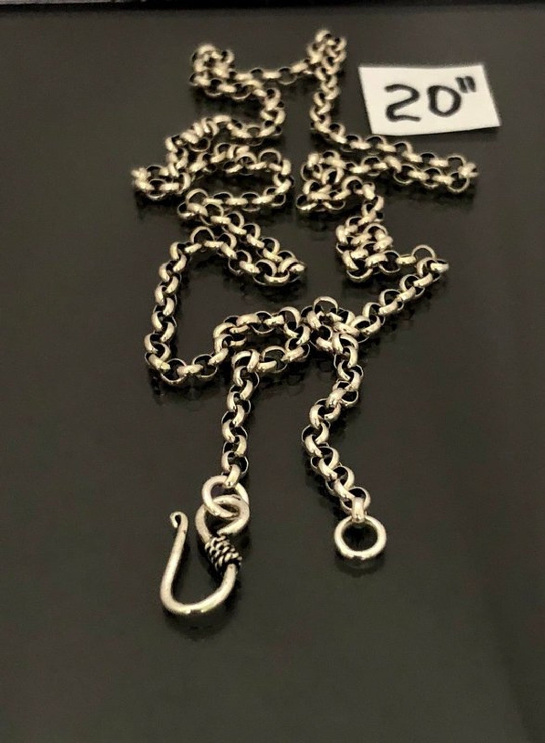 20 Sterling Silver Chain With One Hook Clasp, 20 Inches Silver Chain - Etsy