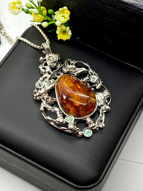 Amber Pendant Baltic Amber Pendant Artisan Amber Pendant | Etsy