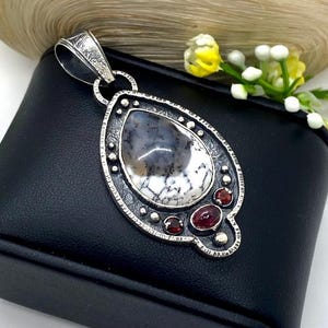 Dendritic Opalized Agate With Pink Tourmaline Pendant Artisan Handmade ...