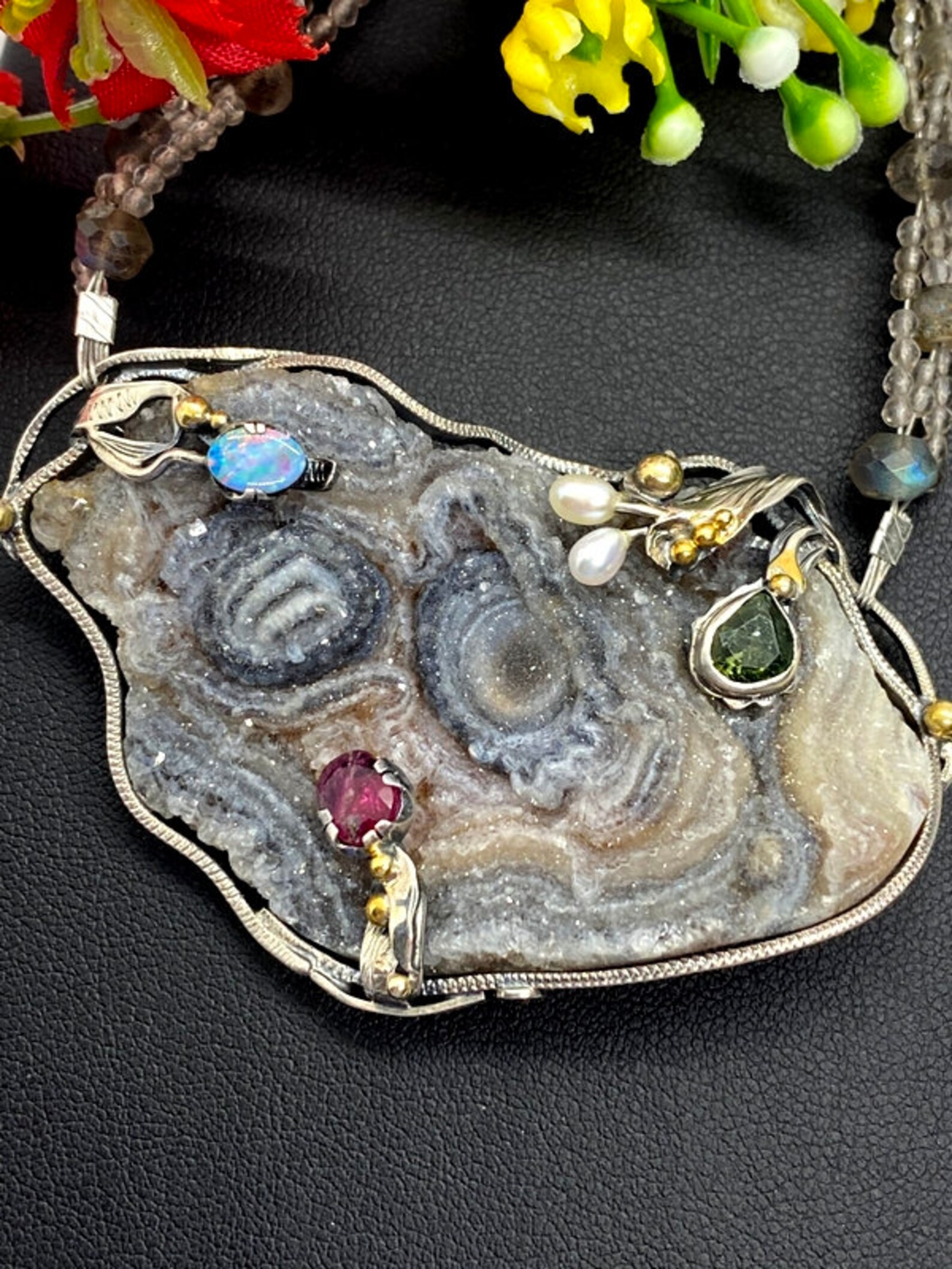 Druzy Gemstone Necklace Artisan Gemstone Necklace Unique - Etsy