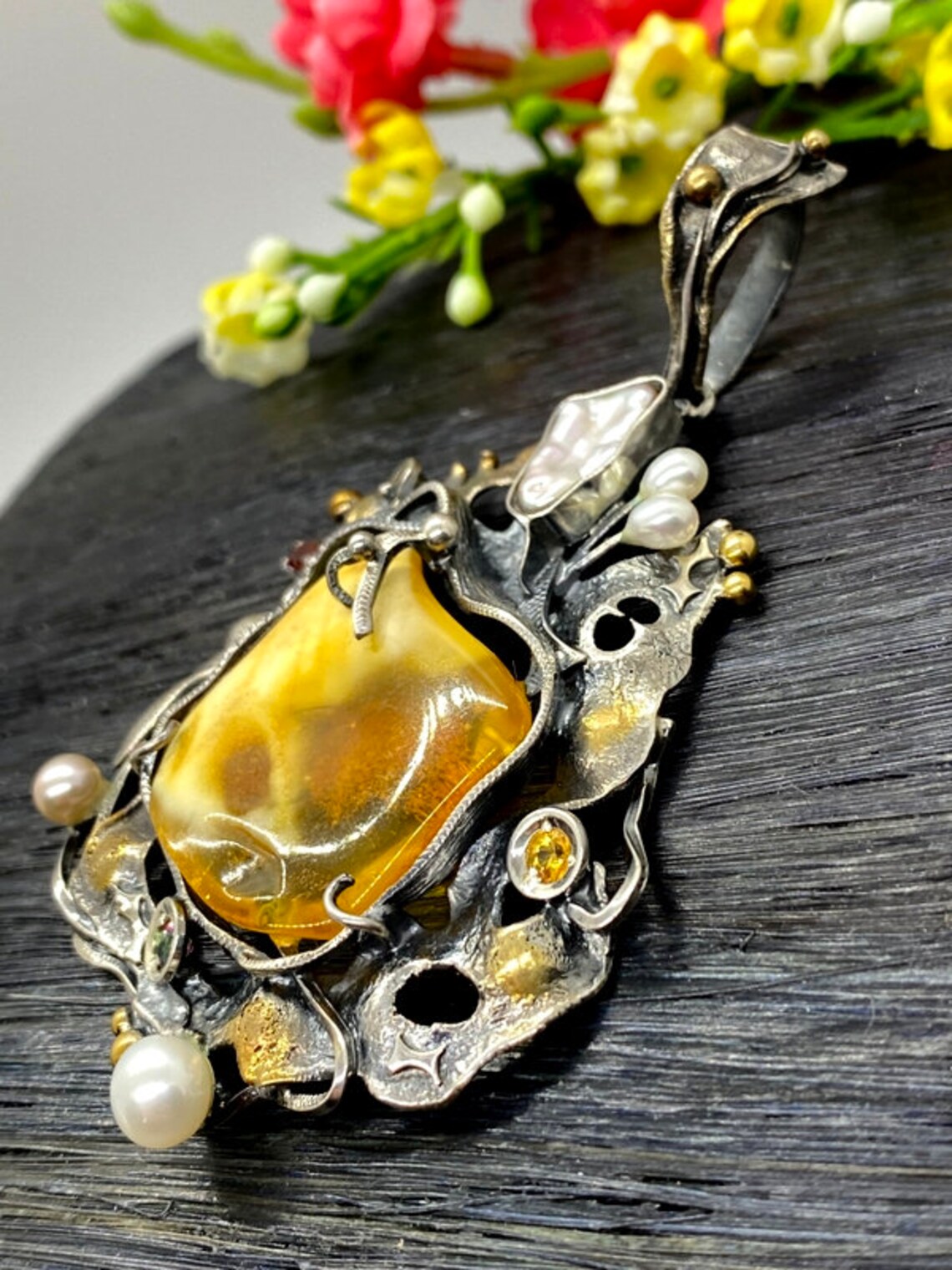 Unique Handcrafted One-of-a Kind Design Amber Pendant - Etsy