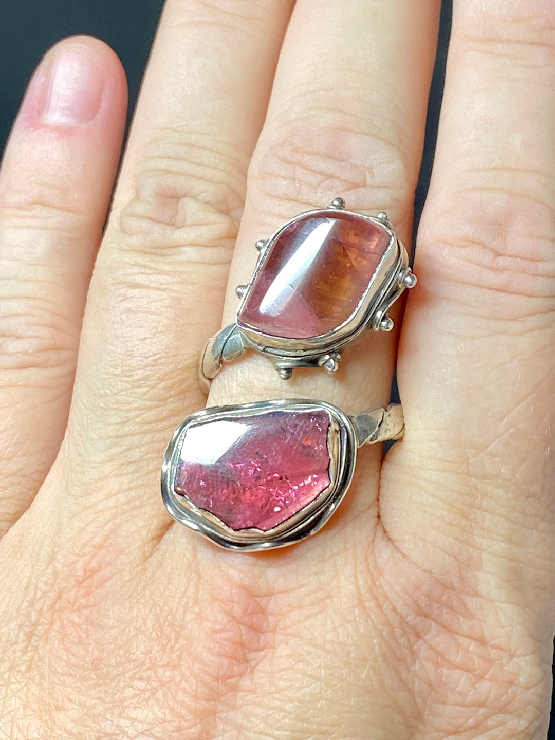 Amazing Pink Tourmaline Ring in Sterling Silver Artisan Handmade Ring ...