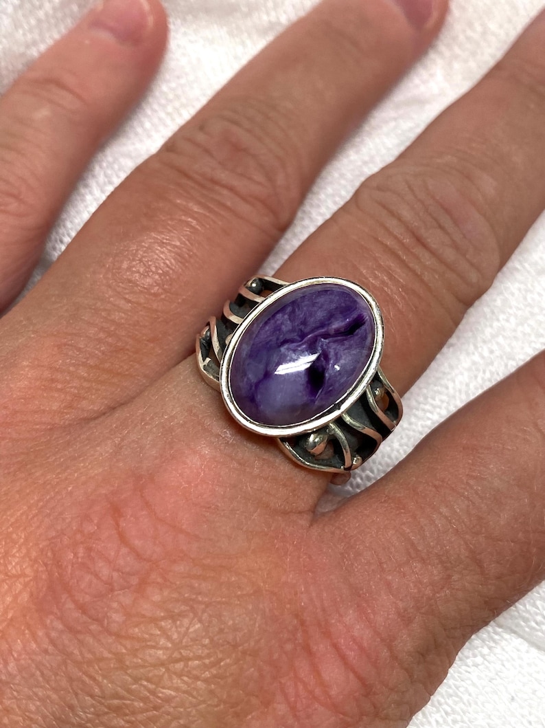 Charoite Gemstone Ring - Artisan Handmade Ring - Gift for Woman - OOAK ...