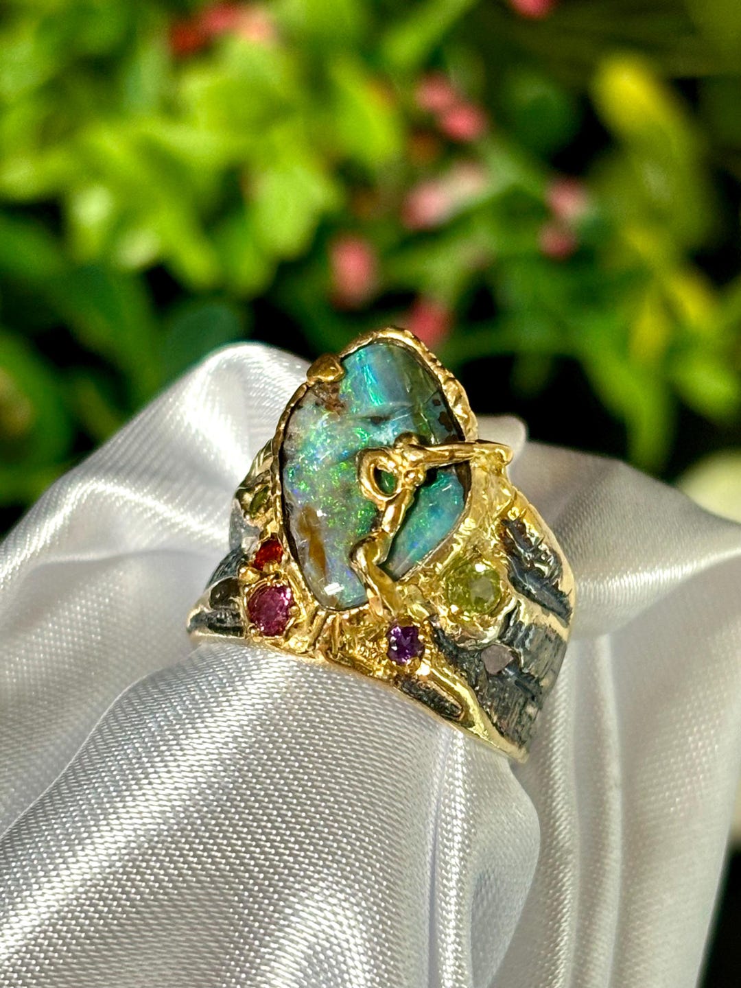 Australian Opal Ring - Artisan Gemstone Ring - Handmade Jewelry - OOAK ...