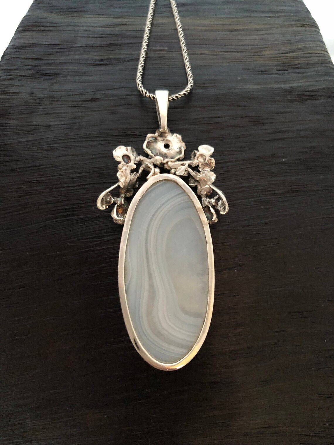 Agate Pendant Rose Flower Pendant Artisan Pendant - Etsy