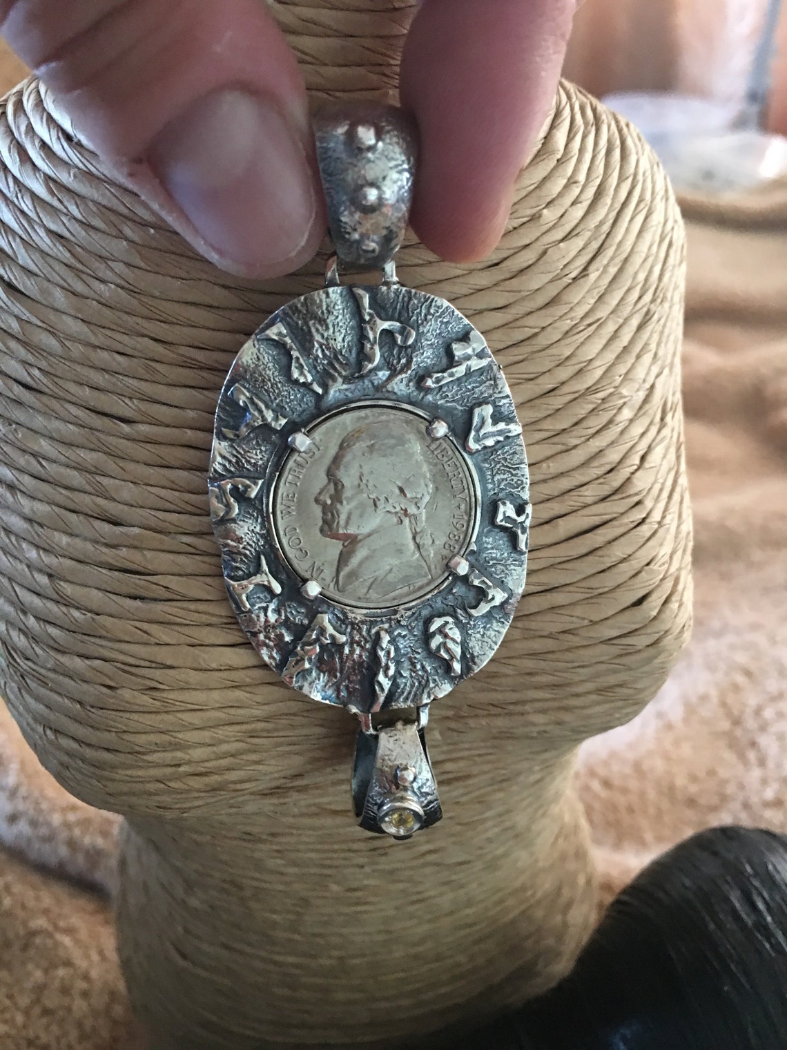 Coin Pendant Artisan Coin Pendant Handcrafted Coin Pendant | Etsy