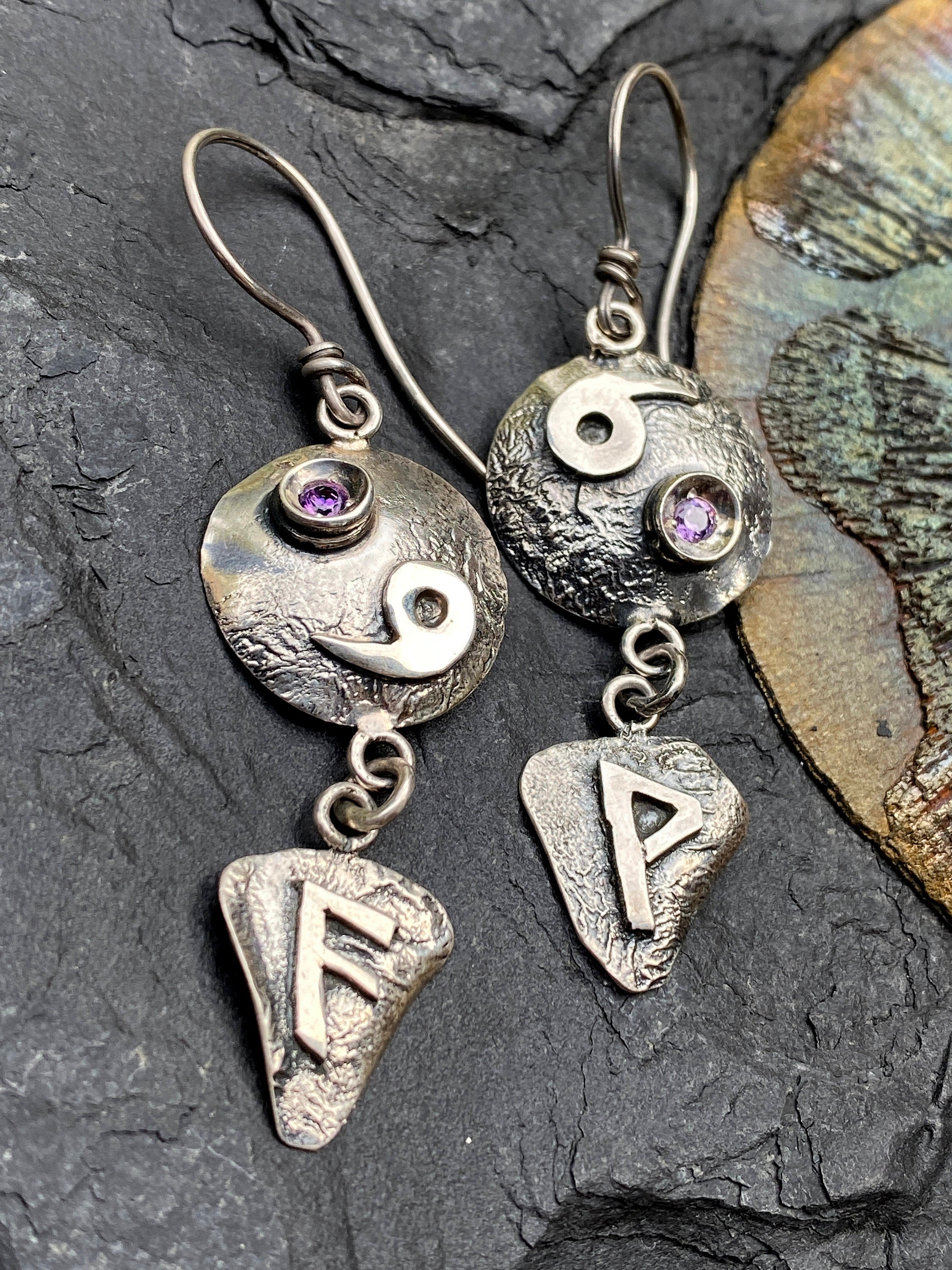 Yin Yang Runic Earrings Ansuz and Wunjo Rune Symbols Win - Etsy