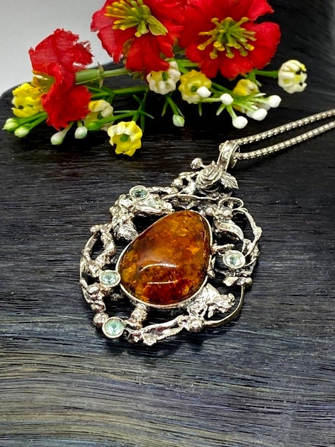 Amber Pendant Baltic Amber Pendant Artisan Amber Pendant | Etsy