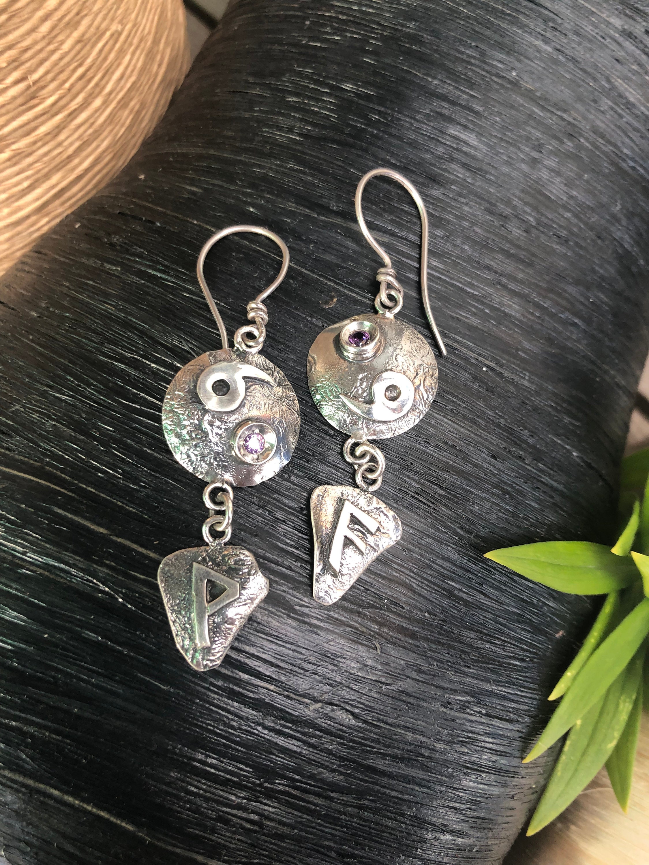 Yin Yang Runic Earrings Ansuz and Wunjo Rune Symbols Win - Etsy