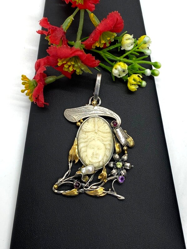 Unique Handcrafted One-of-a Kind Cameo Pendant, Unite Metal Work ...
