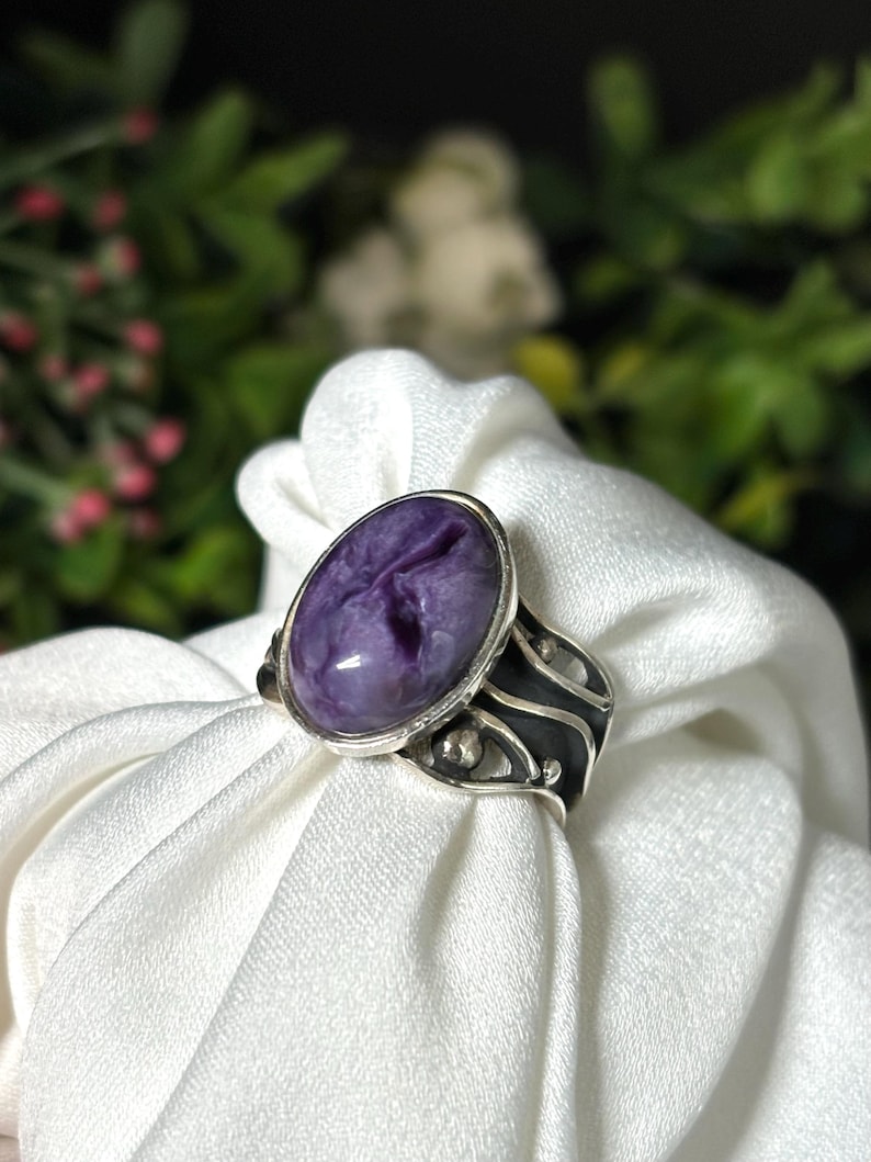 Charoite Gemstone Ring - Artisan Handmade Ring - Gift for Woman - OOAK ...