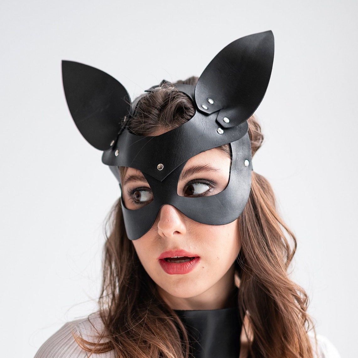 Leather Mask-leather Mask Woman Leather Mask Fetish Adult - Etsy