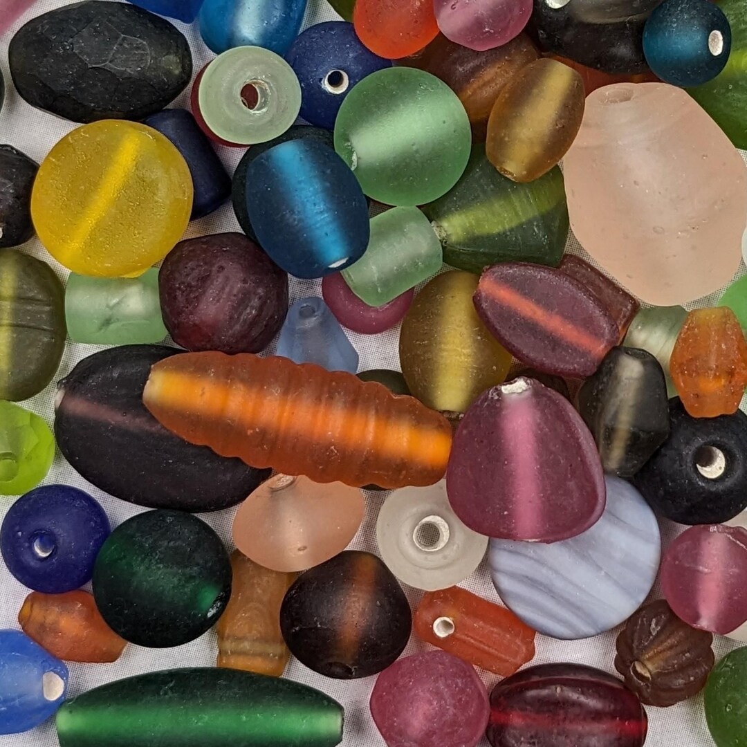 100pc 4oz Glass Beads, Mixed Glass Beads, Assorted Bead Mix, Bead Soup ...