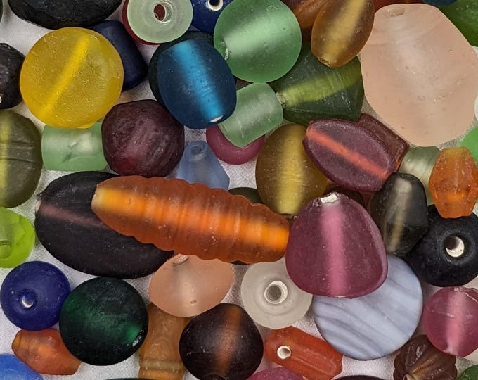 100pc 4oz Glass Beads, Mixed Glass Beads, Assorted Bead Mix, Bead Soup ...
