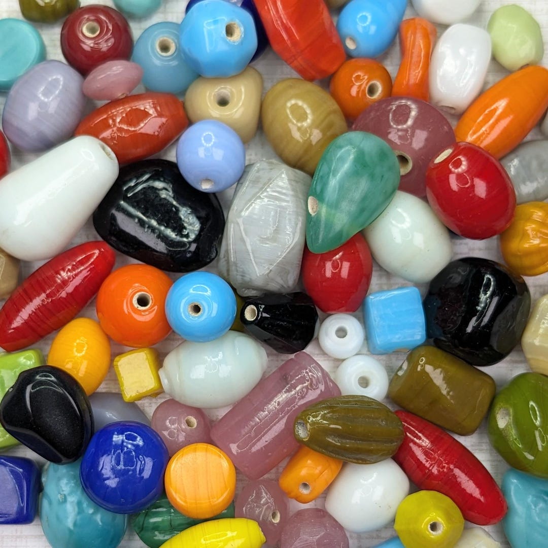 80pc Glass Beads 4oz, Bulk Glass Beads, Assorted Glass Bead Mix, Bead ...