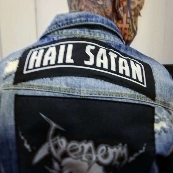 Hail Satan Top Rocker Patch Satanism Devil Banner Patch - Etsy