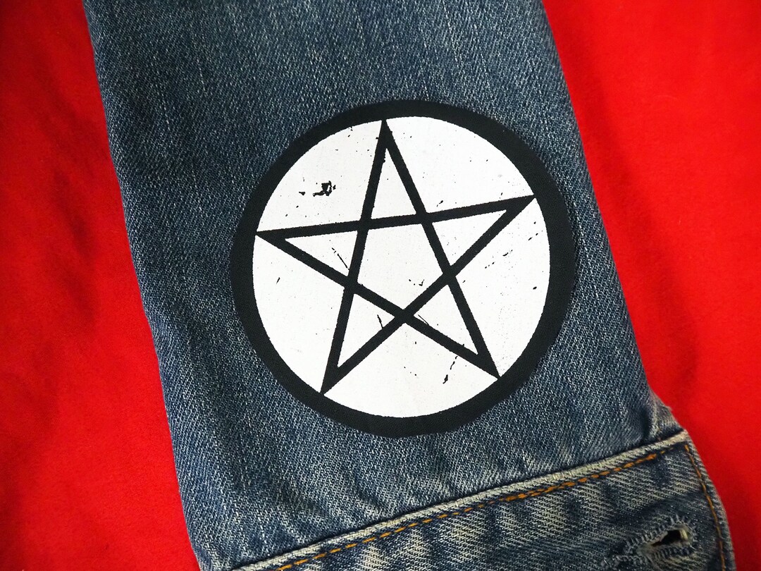 Pentagram Patch: Screen Printed Pentagram Patch | Cotton Sew on Patch for Jacket, Jeans | Goth ...