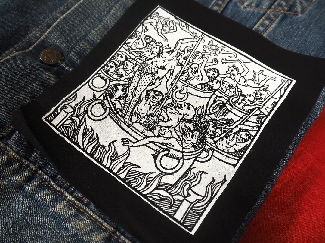Fires of Hell Patch: Screen Printed Cotton Sew on Patch for Jacket, Jeans | Goth Medieval Occult ...
